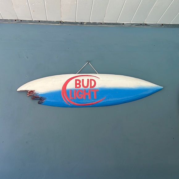 Budweiser | Accents | Bud Light Shark Bite Surfboard Solid Wood Wall ...